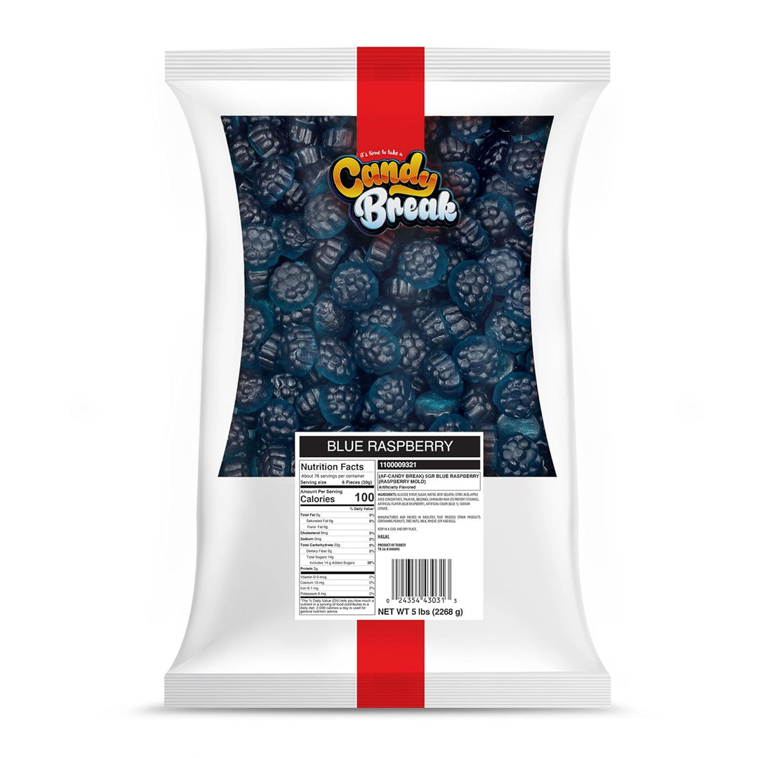 Candy Break Blue Raspberry Bulk Gummy Candy, 5 lbs Bag, Share Size Bag ...