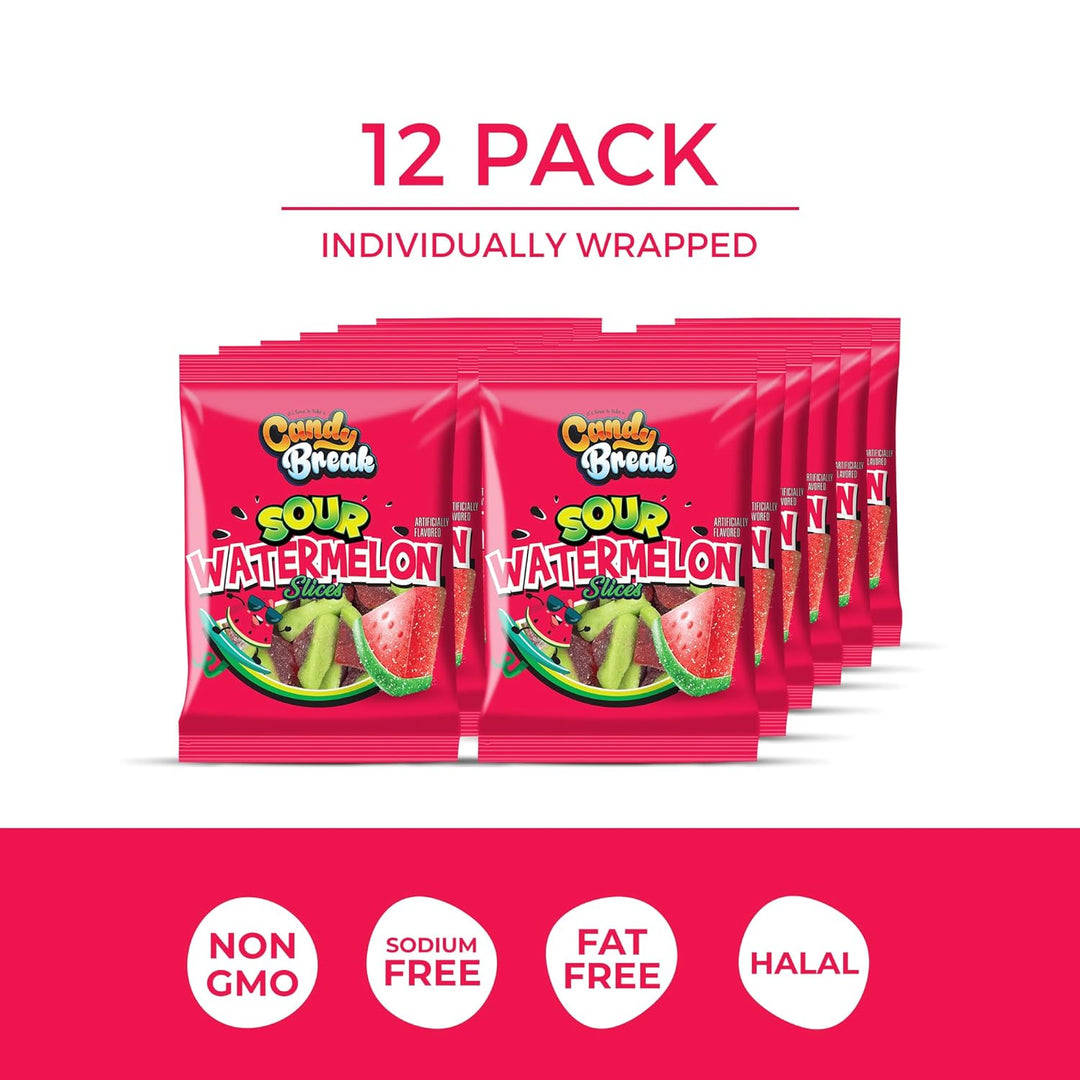 Candy Break Sour Watermelon Slices Gummies - 4 Oz Bags (Pack of 12 ...