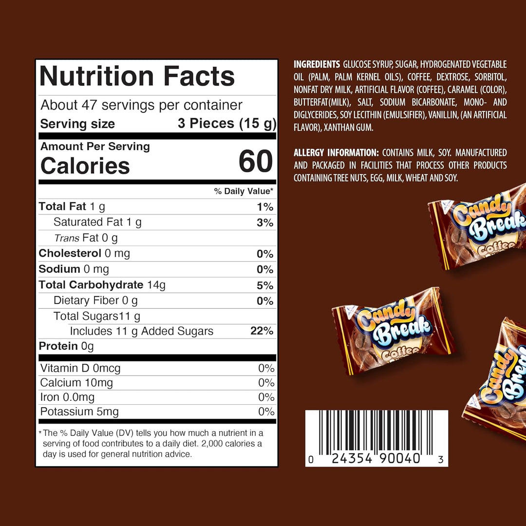 Candy Break Coffee Drops - Center Filled Hard Coffee Candy - 24.7oz ...