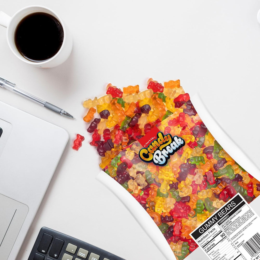 Candy Break 6 Flavor Gummy Bear Bulk Gummy Candy, 5 lbs Bag, Fruity ...