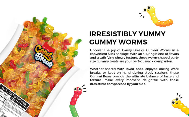 Candy Break Gummy Worms Bulk Gummies - 5 lbs Bag – CANDY BREAK