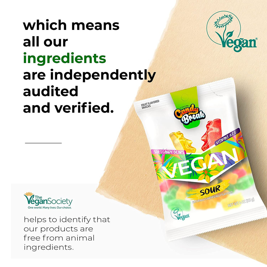 Candy Break Sour Fruit Flavored Vegan Soft Candy - 4 Oz Bags (Pack of ...