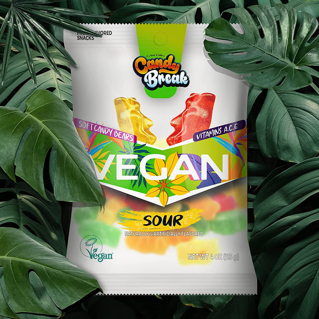 Candy Break Sour Fruit Flavored Vegan Soft Candy - 4 Oz Bags (Pack of ...